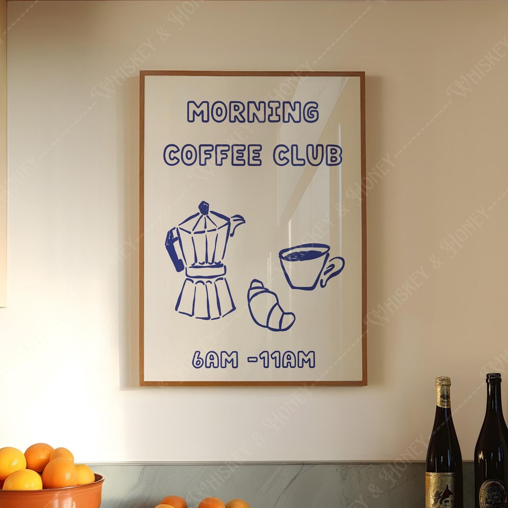 DOPAPRINT, Morning Coffee Club Art Print, Coffee Bar Art Print, Kitchen ...
