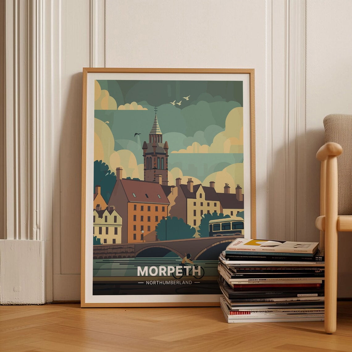 DOPAPRINT Morpeth Travel Poster, Vintage Northumberland Uk Art, River ...