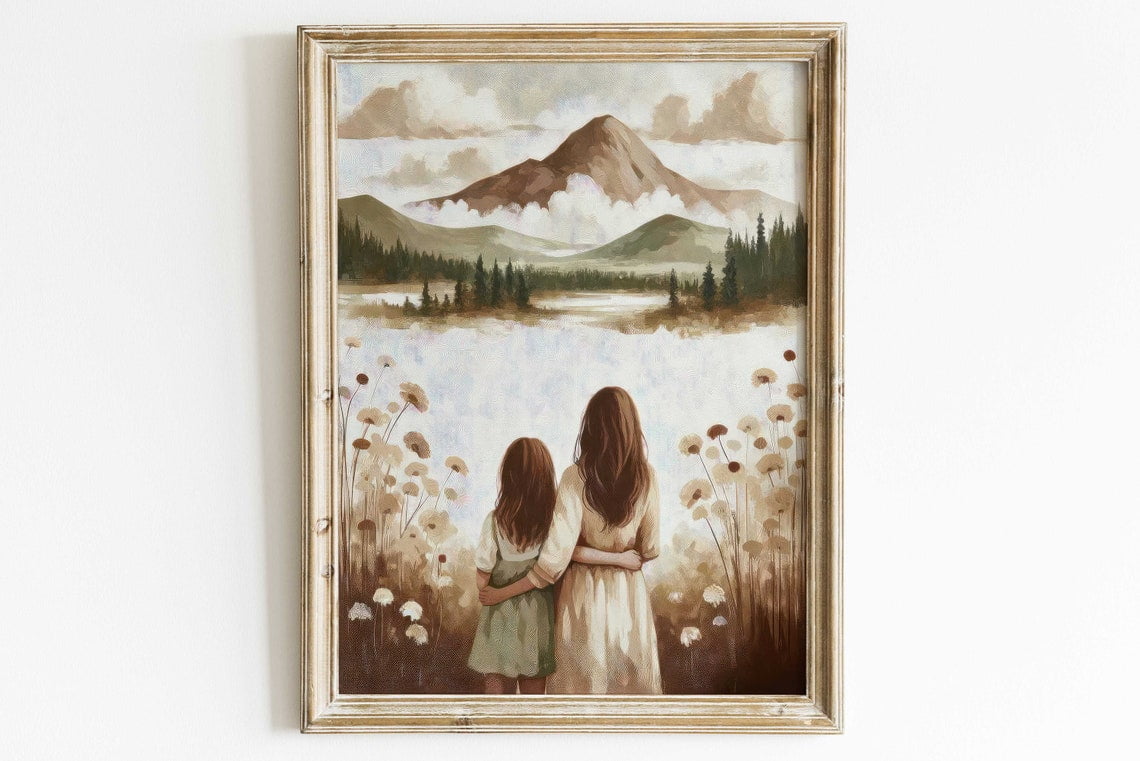 DOPAPRINT Mother Daughter Print, Mother Wall Art Gift, Mom & Child ...