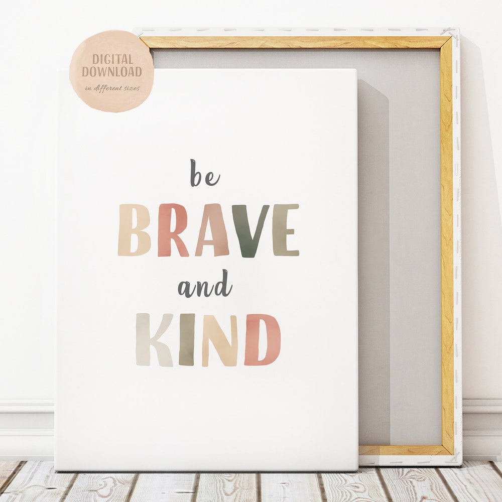 DOPAPRINT Motivational Quote Poster, Classroom Decor, Be Brave And Kind ...