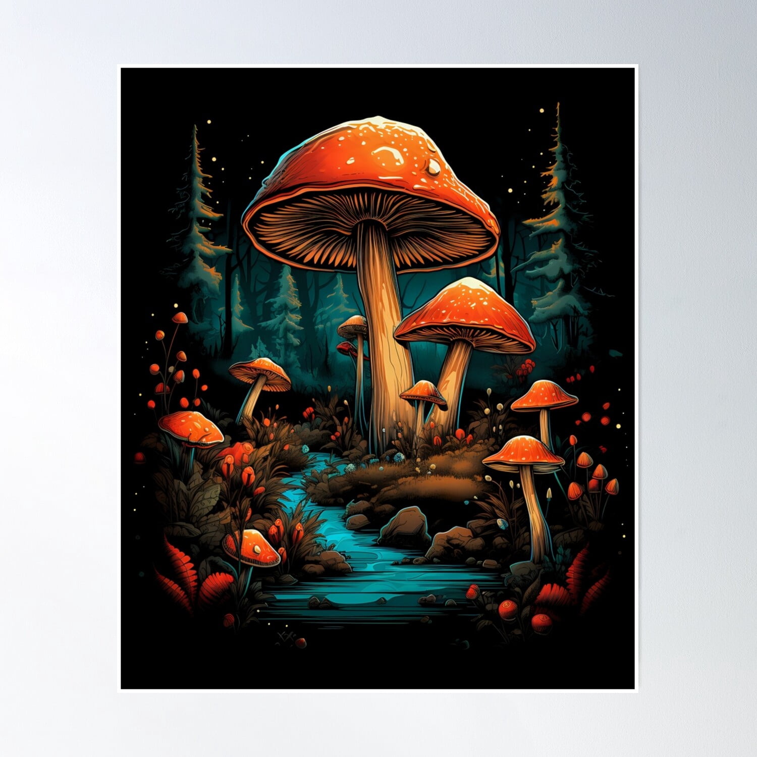 DOPAPRINT Mushroom Forest Poster Wall Art, Modern Wall Decor NO FRAMED ...
