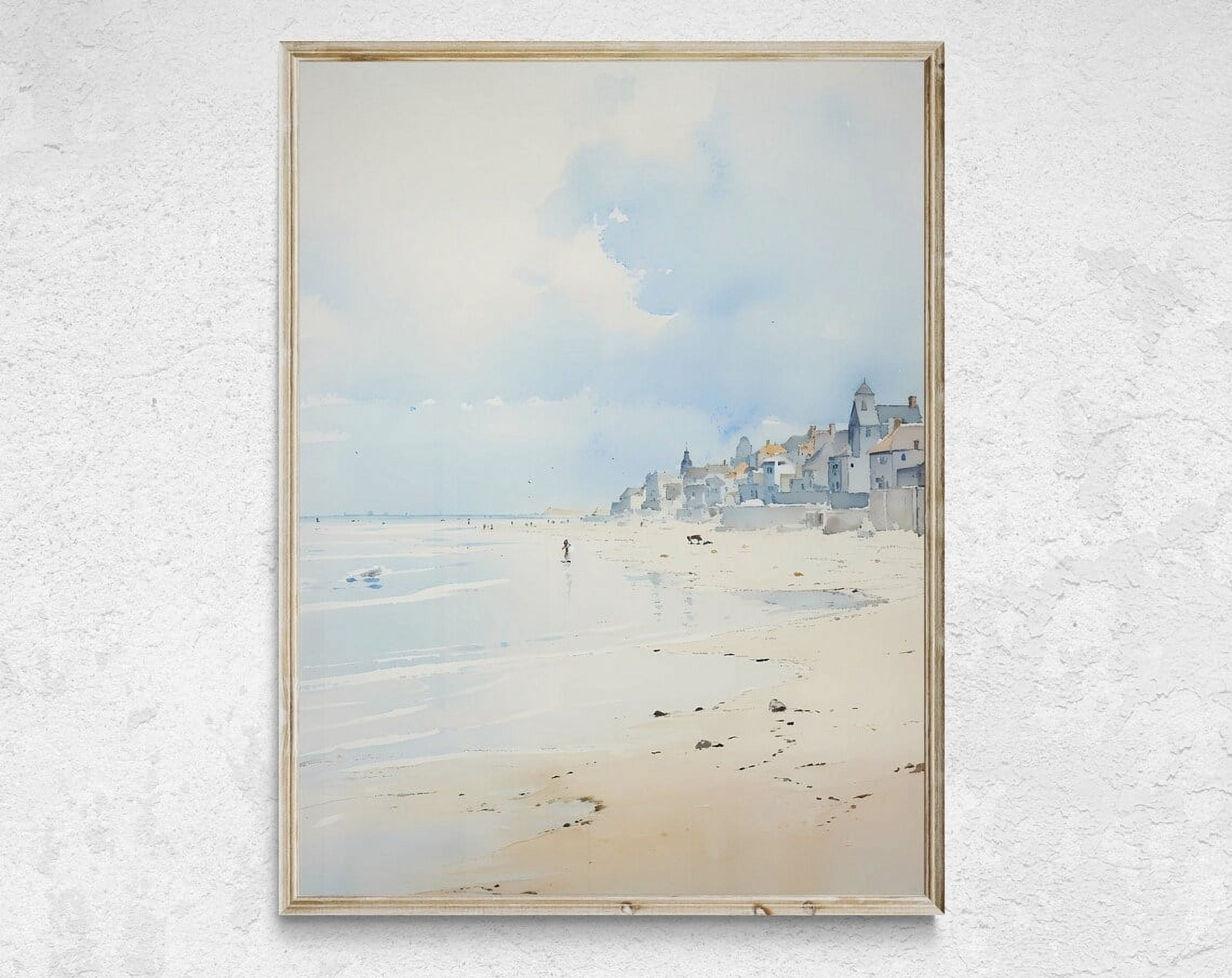 DOPAPRINT Muted Beach Painting, Coastal Wall Art, Vintage Art, Sea ...