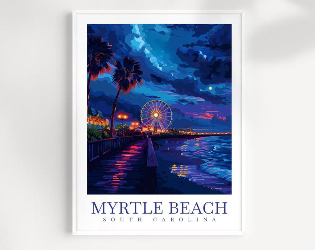 DOPAPRINT Myrtle Beach Travel Poster South Carolina Wall Art Myrtle ...