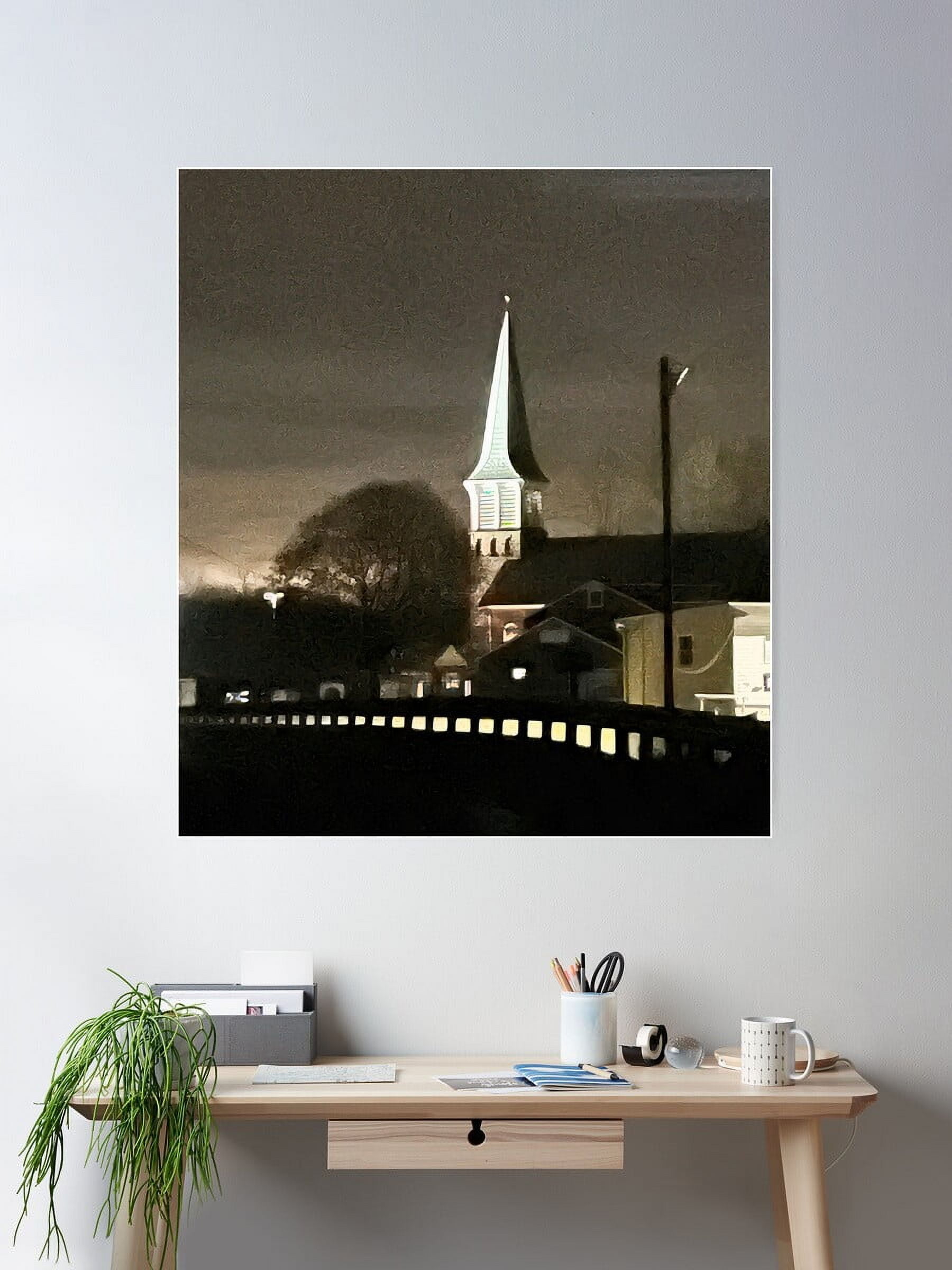 DOPAPRINT Mystical Church Steeple Night Poster Wall Art, Modern Wall ...