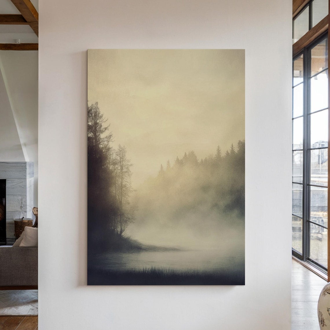 DOPAPRINT Mystical Foggy Forest Landscape Wall Art, Tranquil Nature ...