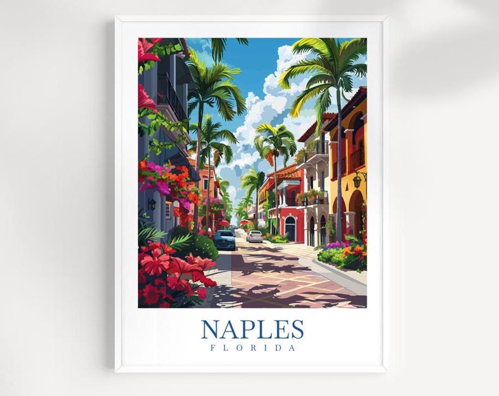 DOPAPRINT Naples Travel Print Wall Art Florida Wall Hanging Home Decor ...