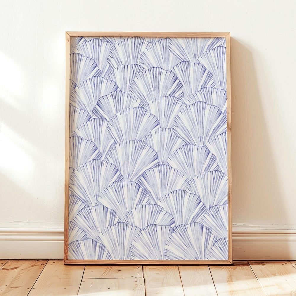 DOPAPRINT Navy Blue Seashell Print Beachy Wall Art Beach House Decor ...