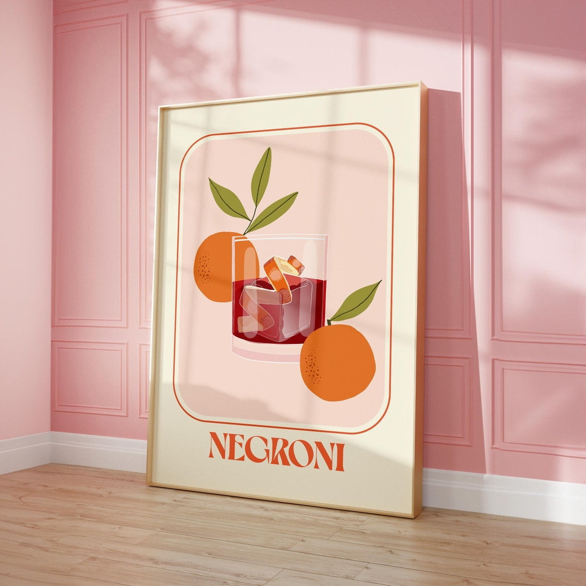 DOPAPRINT Negroni Poster Cocktail Printable Art, Retro Bar Cart Wall ...