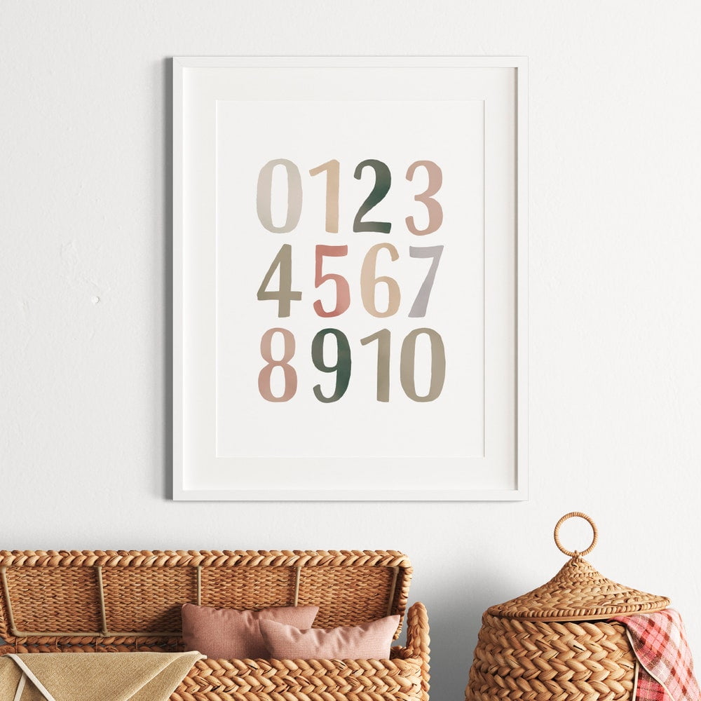 DOPAPRINT Neutral Numbers Poster, Neutral Nursery Decor, Classroom ...