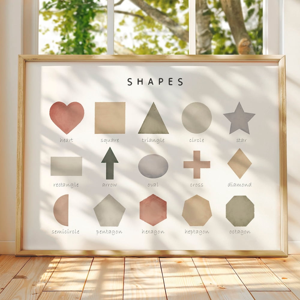DOPAPRINT Neutral Shapes Educational Poster, Nursery Wall Art ...