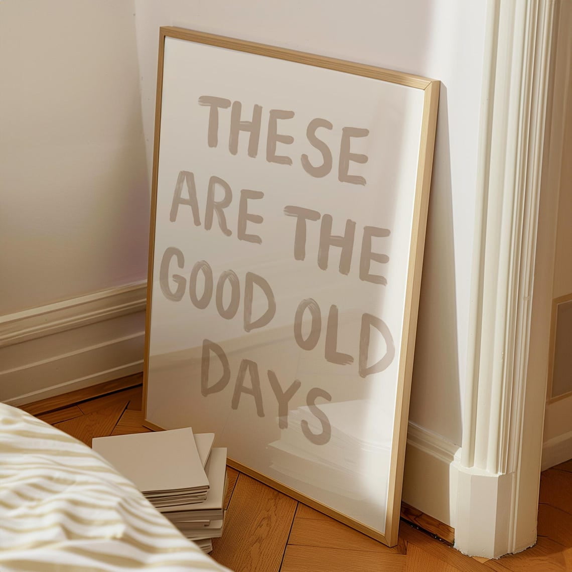 DOPAPRINT Neutral Wall Art Good Old Days Print, Beige Trendy Poster ...