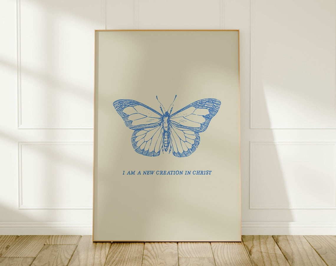 DOPAPRINT New Creation Butterfly Vintage, Christian Poster, Bible Verse ...