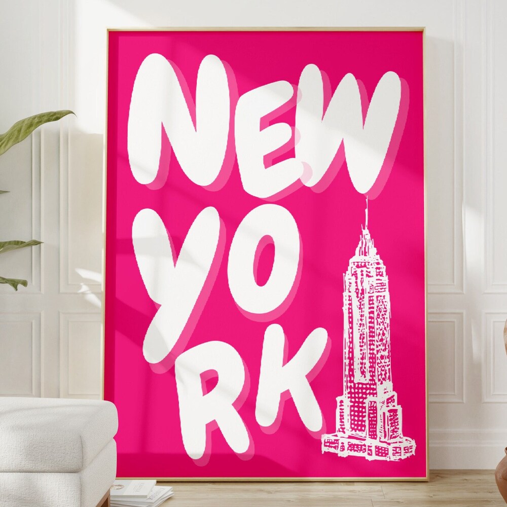 DOPAPRINT New York City Travel Print, Art Download, Pink Ny Travel ...