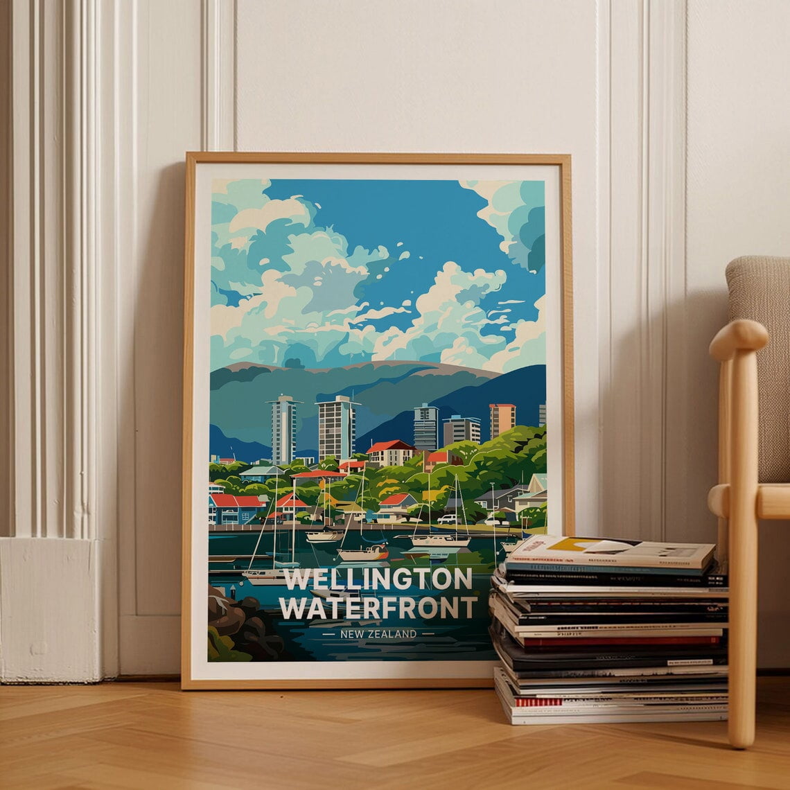 DOPAPRINT New Zealand Wellington Waterfront Poster, Travel Wall Art ...