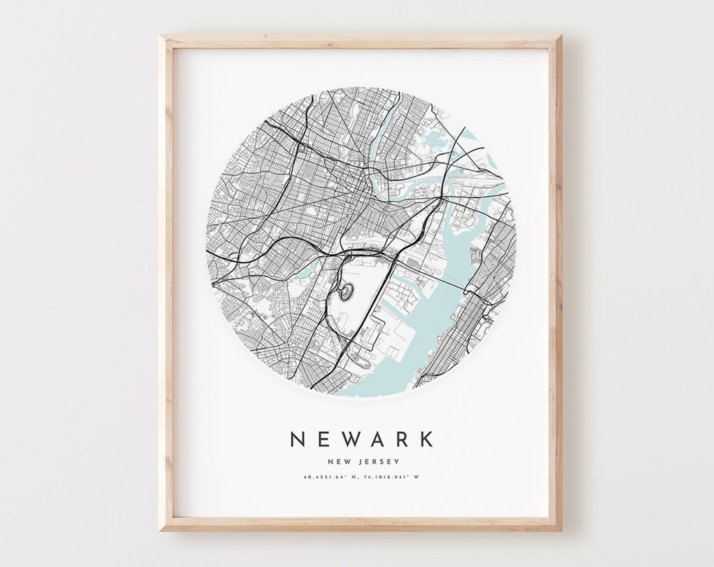 DOPAPRINT Newark Map Print, Newark Map Poster City Wall Art, Nj Road ...
