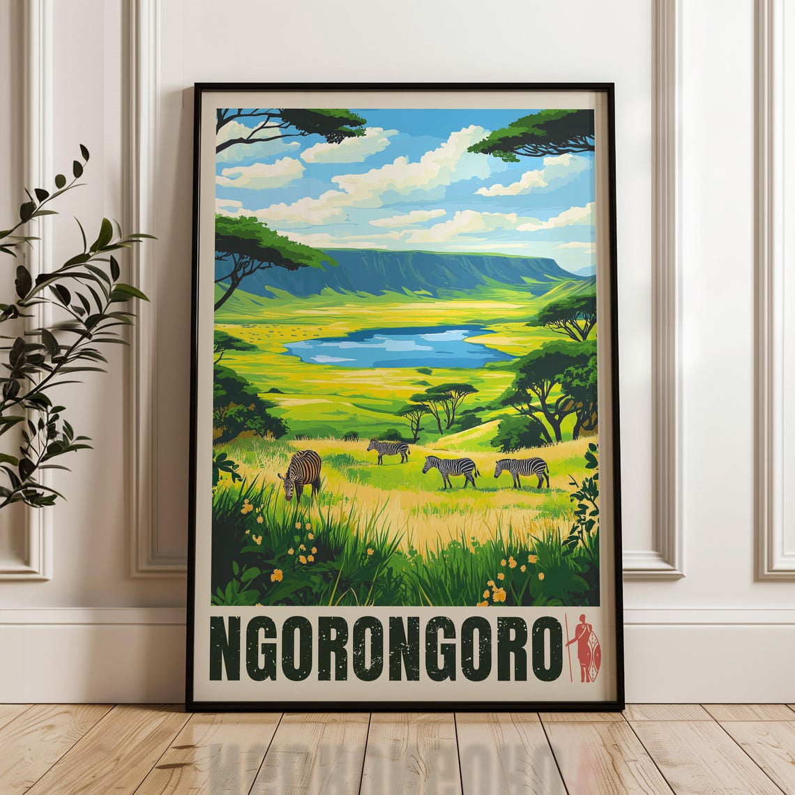 DOPAPRINT Ngorongoro Travel Poster - Tanzania Wall Art Print, Savanah ...