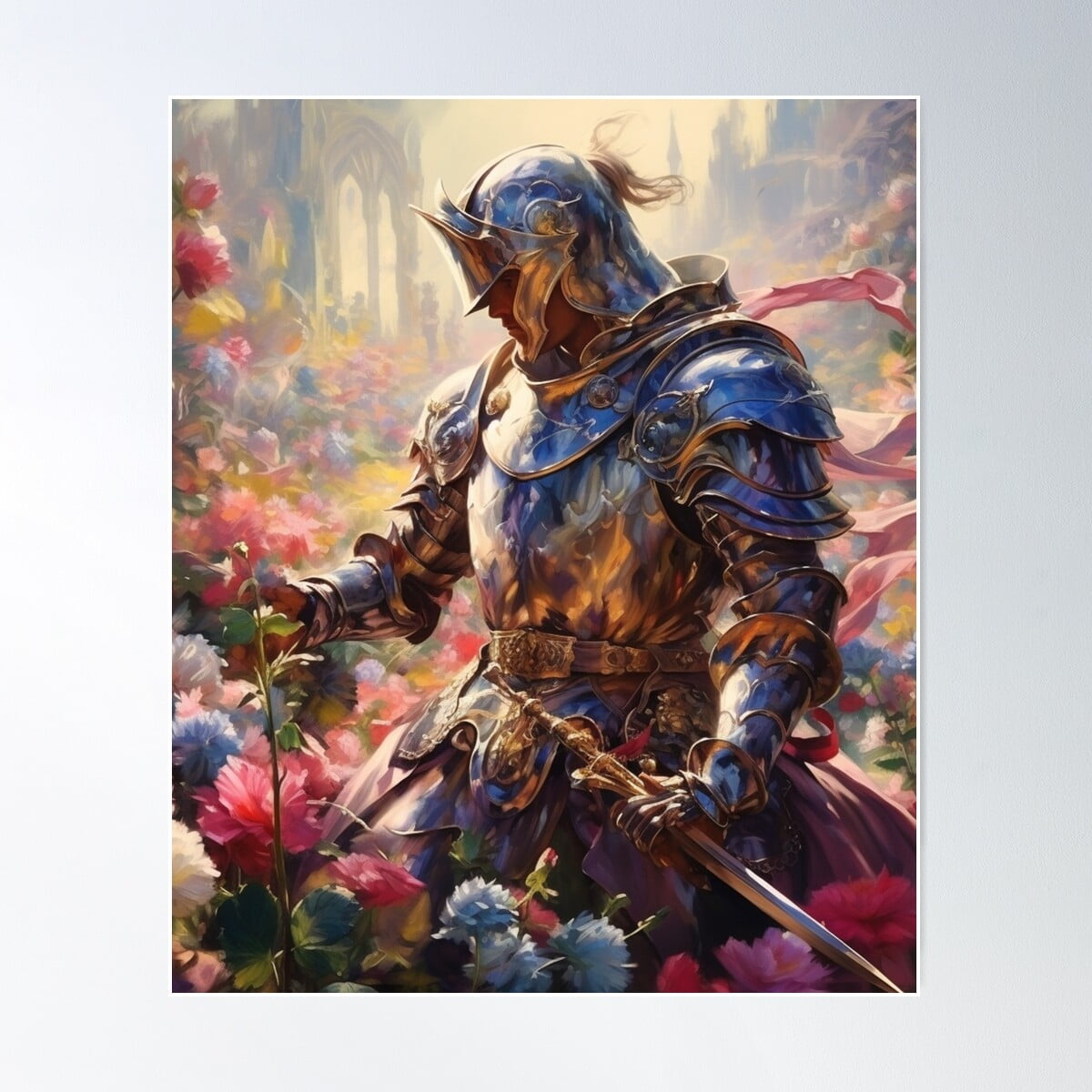 DOPAPRINT Nonexistent Knight In Shining Armor Pick Flowers Poster Wall ...