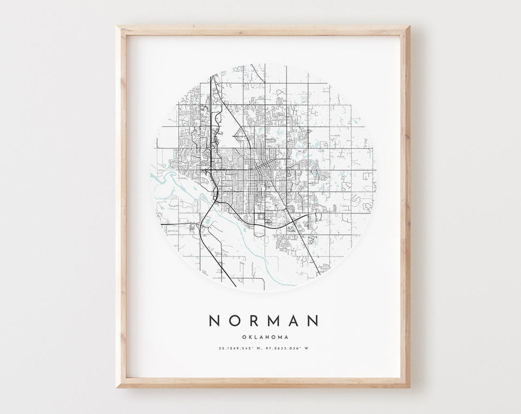 DOPAPRINT Norman Map Print, Norman Map Poster City Wall Art, Ok Road ...