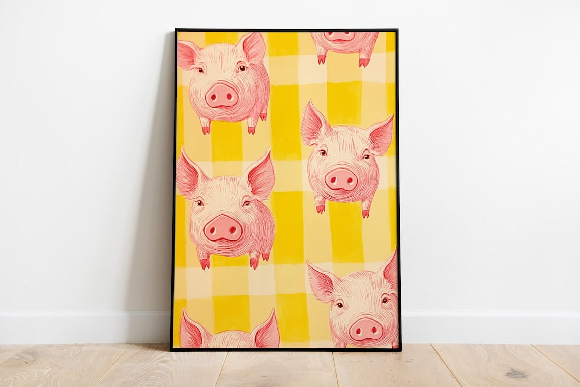 DOPAPRINT Nursery Print, Cute Pigs Artwork, Girls Bedroom Prints, Pink ...