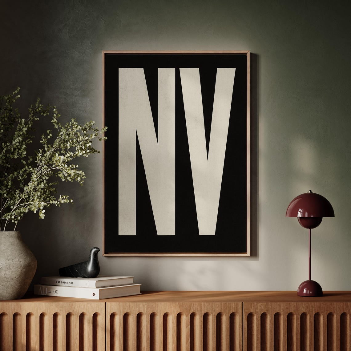 DOPAPRINT Nv Typography Wall Art Nevada Letters In Bold Black And White ...