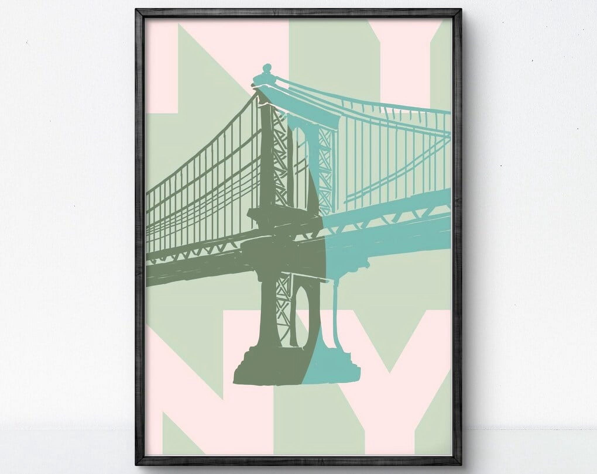 DOPAPRINT Nyc Poster Manhattan Bridge Art - Pastel New York Print ...