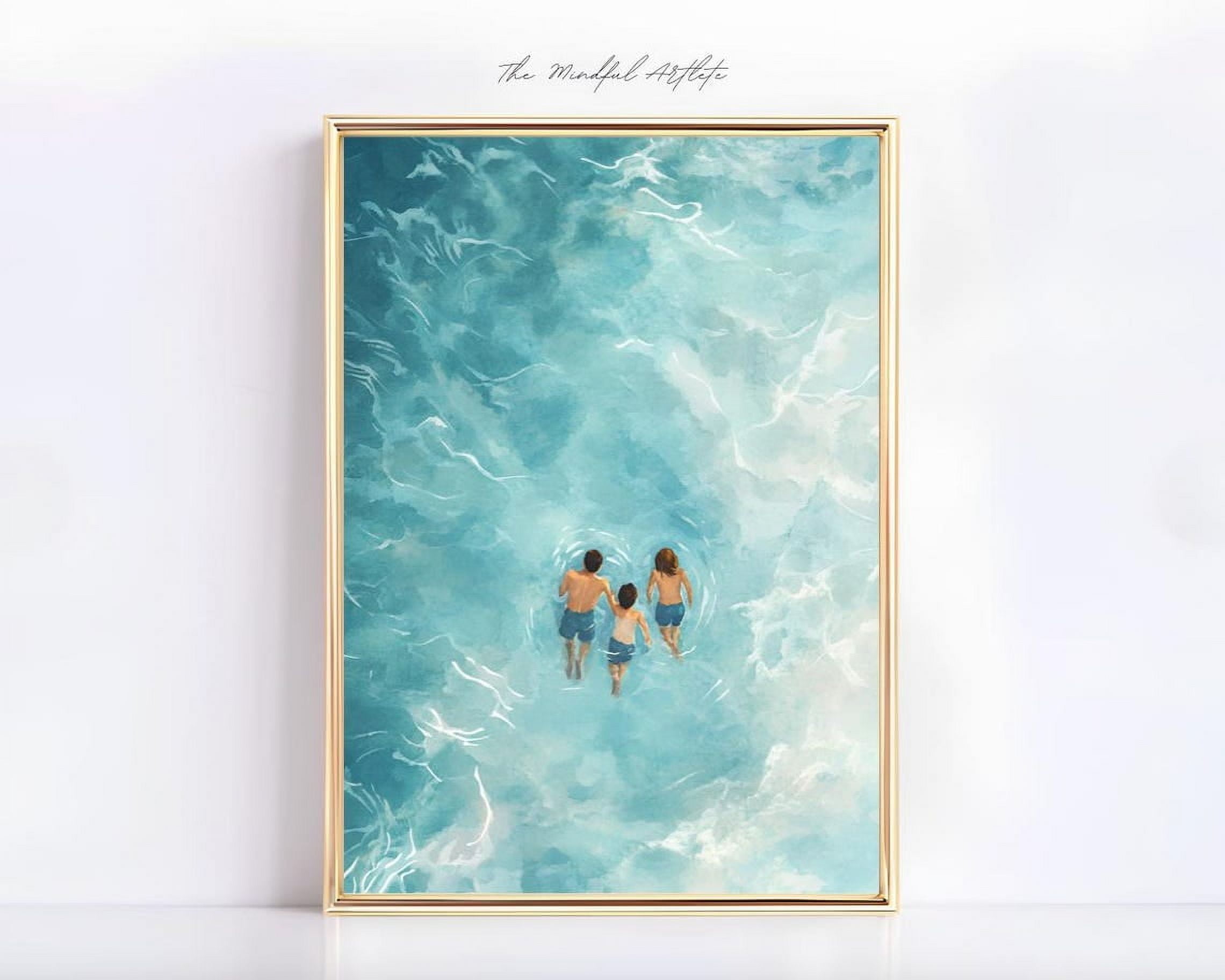 DOPAPRINT Ocean Swimming Print Aerial Ocean Illustration Sea Print ...