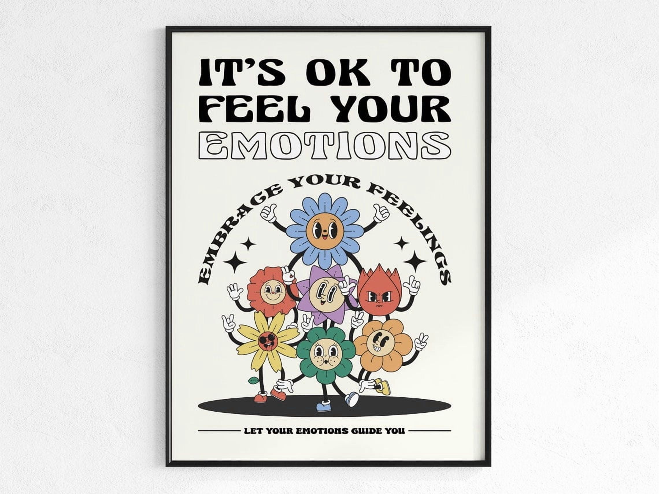 DOPAPRINT Its Ok To Feel Your Emotions Poster, Retro Motivation Poster ...