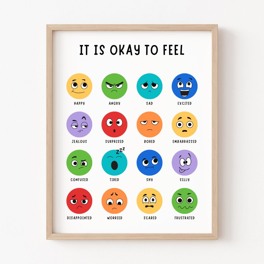 DOPAPRINT It'S Okay To Feel, Bright Classroom Decor, Feelings Chart ...
