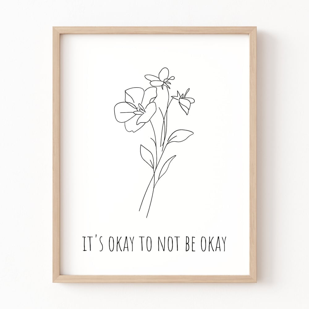 DOPAPRINT It'S Okay To Not Be Okay Poster, Inspirational Quote, Line ...