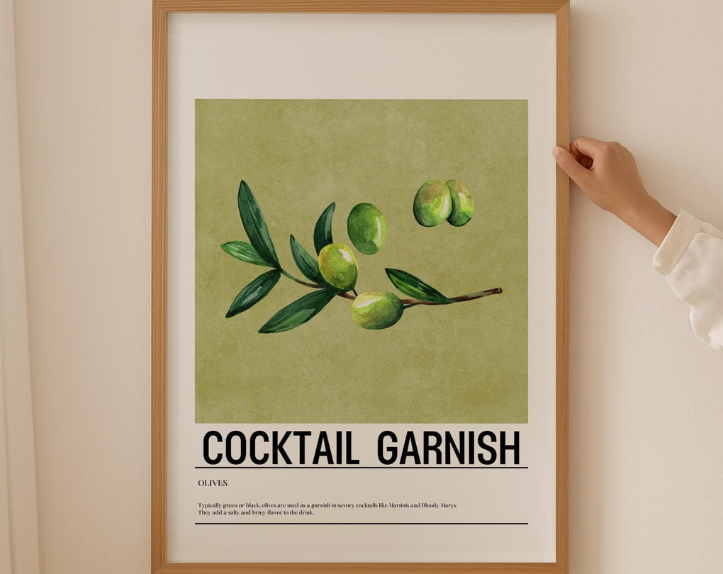 DOPAPRINT Olive Cocktail Garnish Print, Olive Branch Watercolor Prints ...