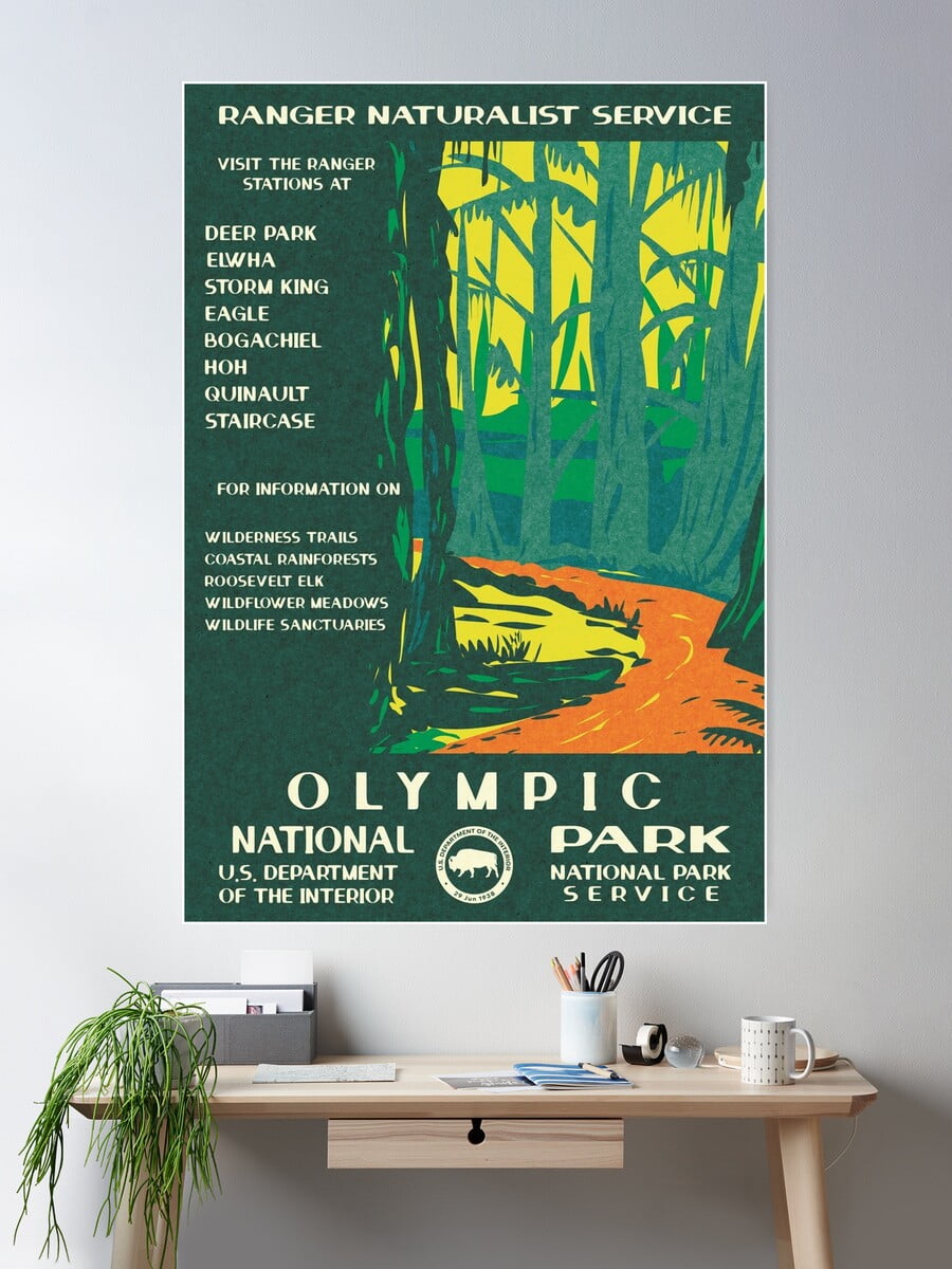 DOPAPRINT Olympic National Park Hoh Rainforest Vintage Wpa Poster Wall ...