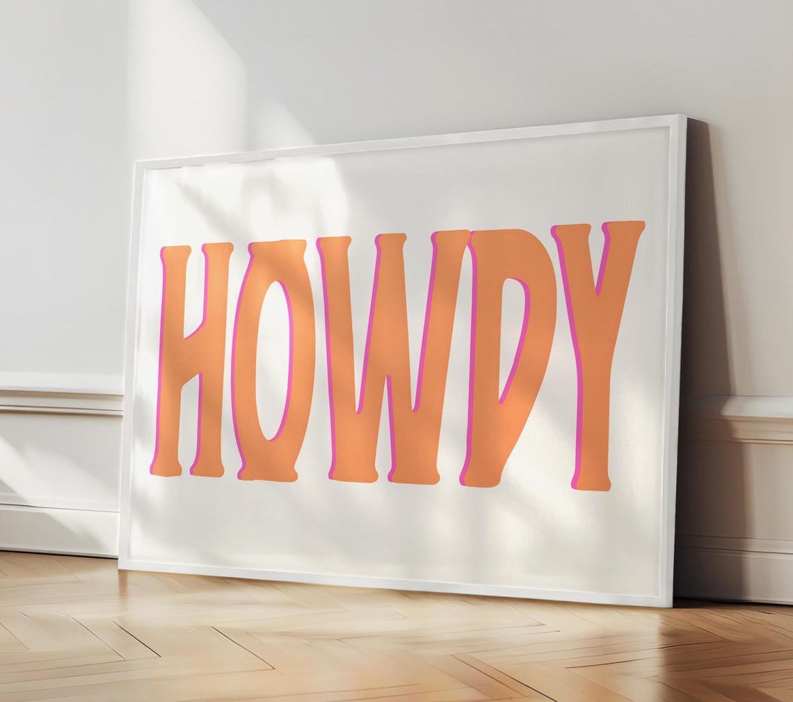 DOPAPRINT Orange And Pink Wall Art Prints Howdy Poster Girls Room Decor ...