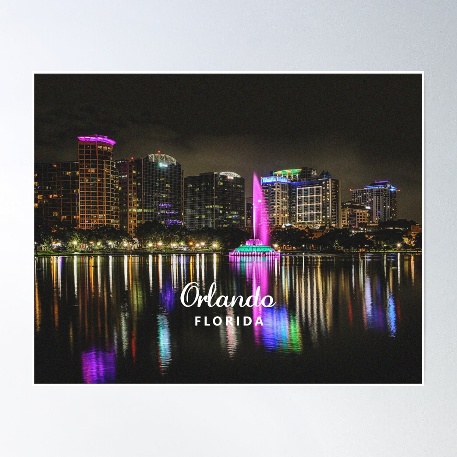 DOPAPRINT Orlando, Florida - Orlando Skyline & Lake Eola At Night ...