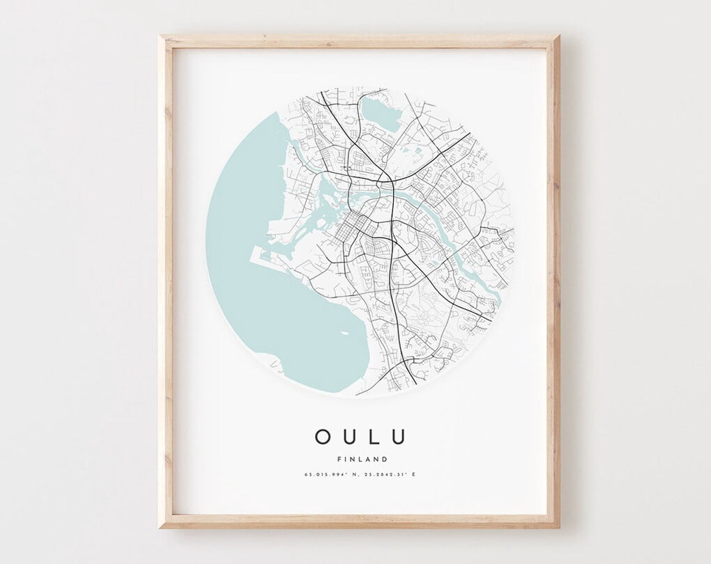 DOPAPRINT Oulu Map Print, Oulu Map Poster City Wall Art, Oulu Road Map ...