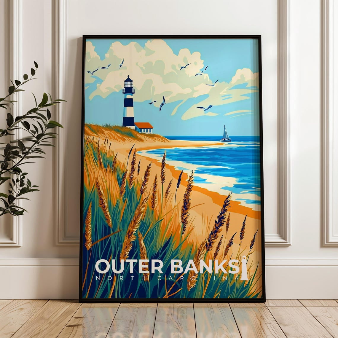 DOPAPRINT Outer Banks Travel Poster - North Carolina Wall Art Print ...
