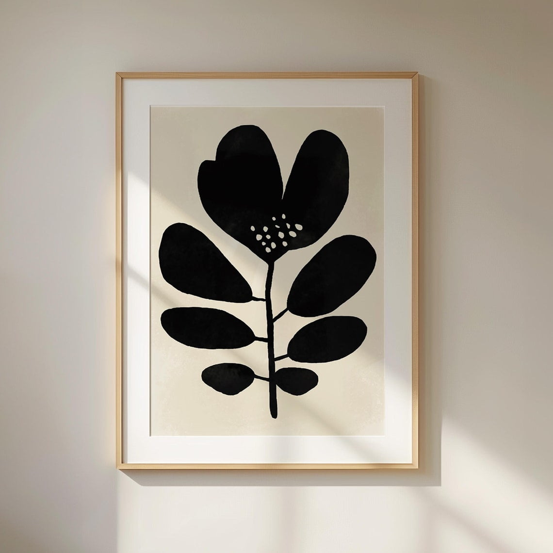 DOPAPRINT Oversized Leaf Print Black & White Botanical Print, Organic Poster Black Abstract ...