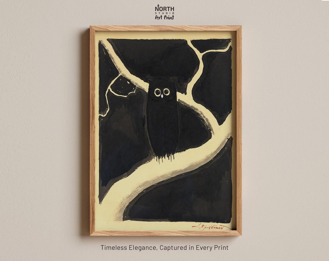 DOPAPRINT Owl Print, 1919 Modern Art By LEon Spilliaert, Belgian ...
