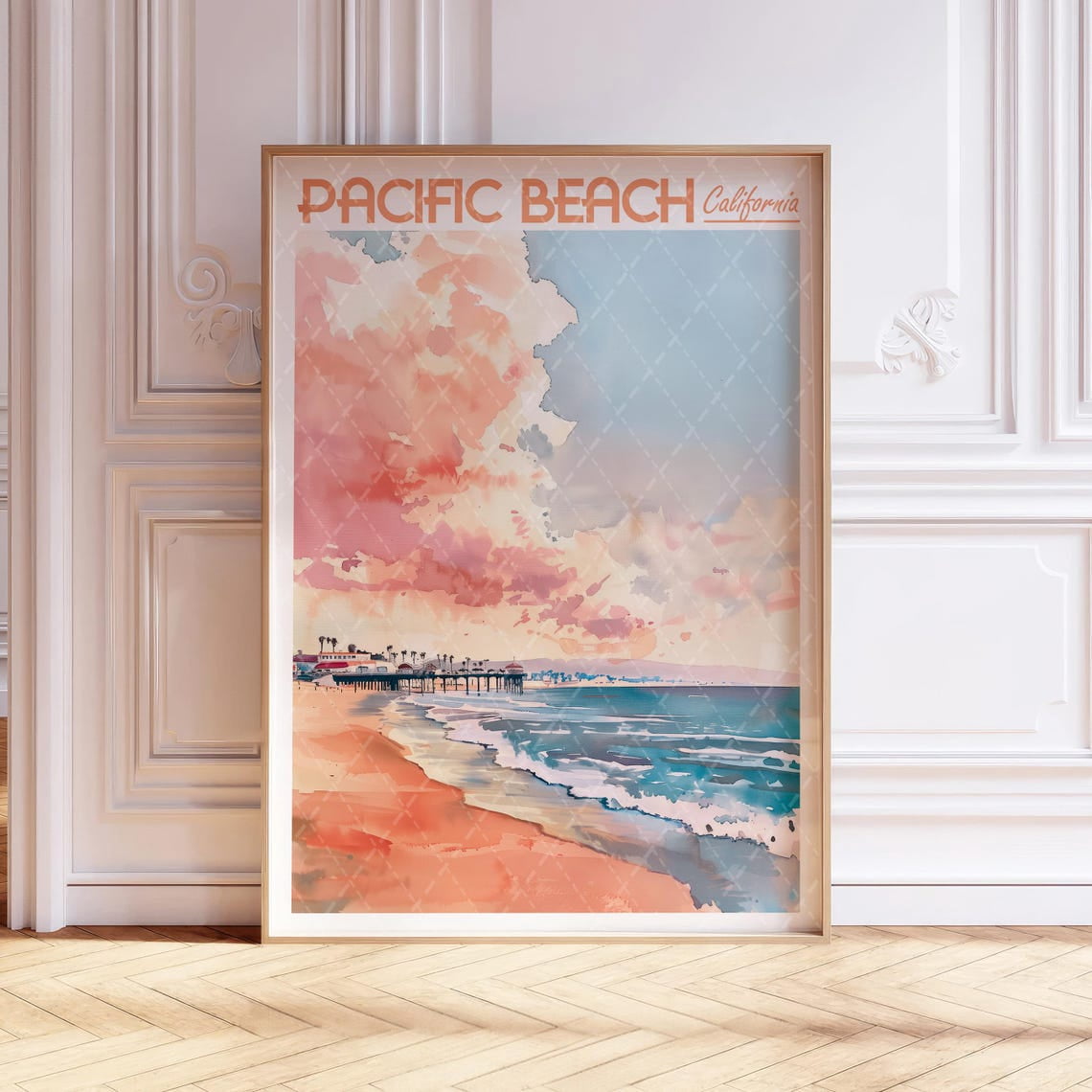 DOPAPRINT Pacific Beach Watercolor Style Art Print - San Diego Print ...