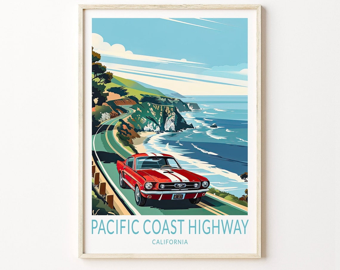 DOPAPRINT Pacific Coast Highway Poster, California Coastal Wall Art ...
