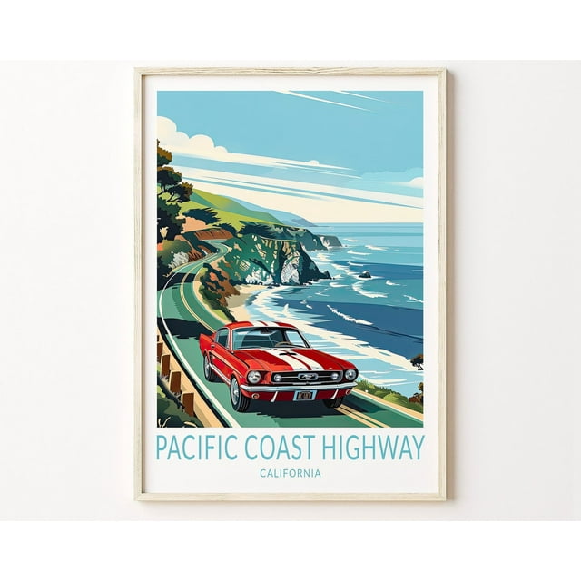 DOPAPRINT Pacific Coast Highway Poster, California Coastal Wall Art ...