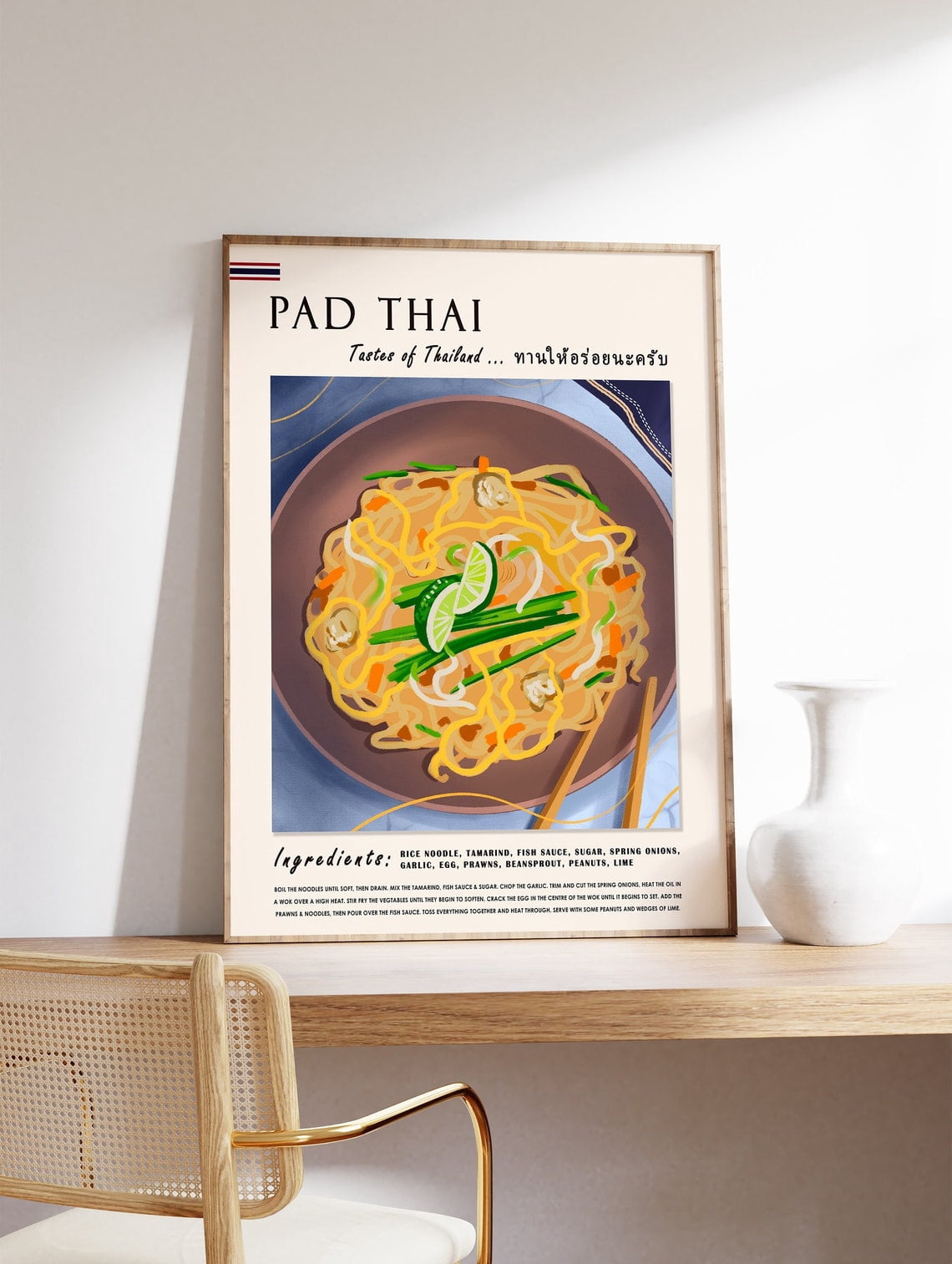 DOPAPRINT Pad Thai Food Poster, Thai Food Art, Thailand Print, Asian ...
