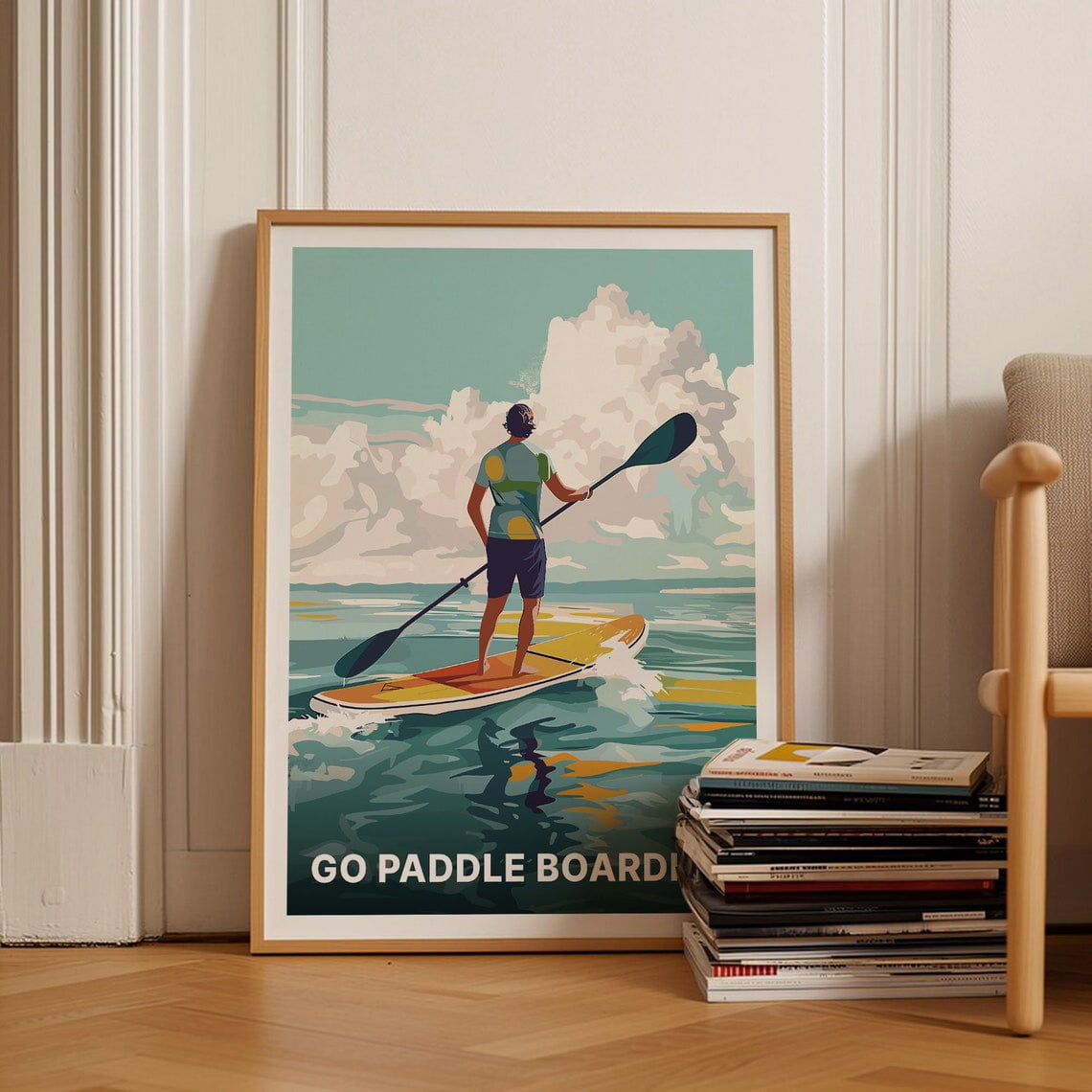 DOPAPRINT Paddleboarding Adventure Poster, Ocean Sea Travel Wall Art ...