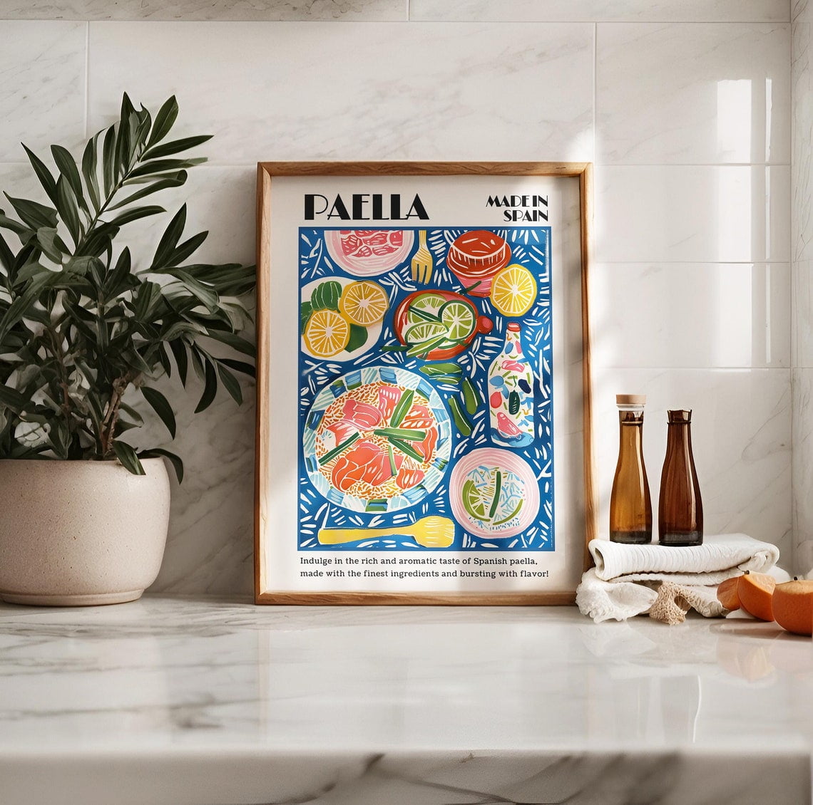DOPAPRINT Paella Print, Spanish Food Decor, Food Illustration, Kitchen ...