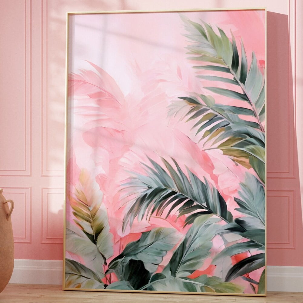 DOPAPRINT Palm Tree Print, Abstract Palm Tree Wall Art, Soft Pink ...