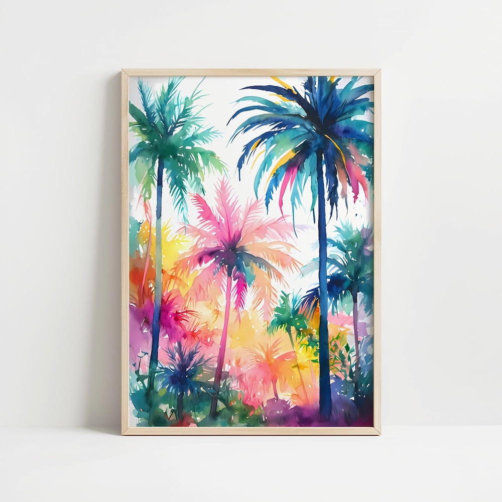 DOPAPRINT Palm Tree Wall Art Abstract Palm Leaves Print Soft Pink Beach ...