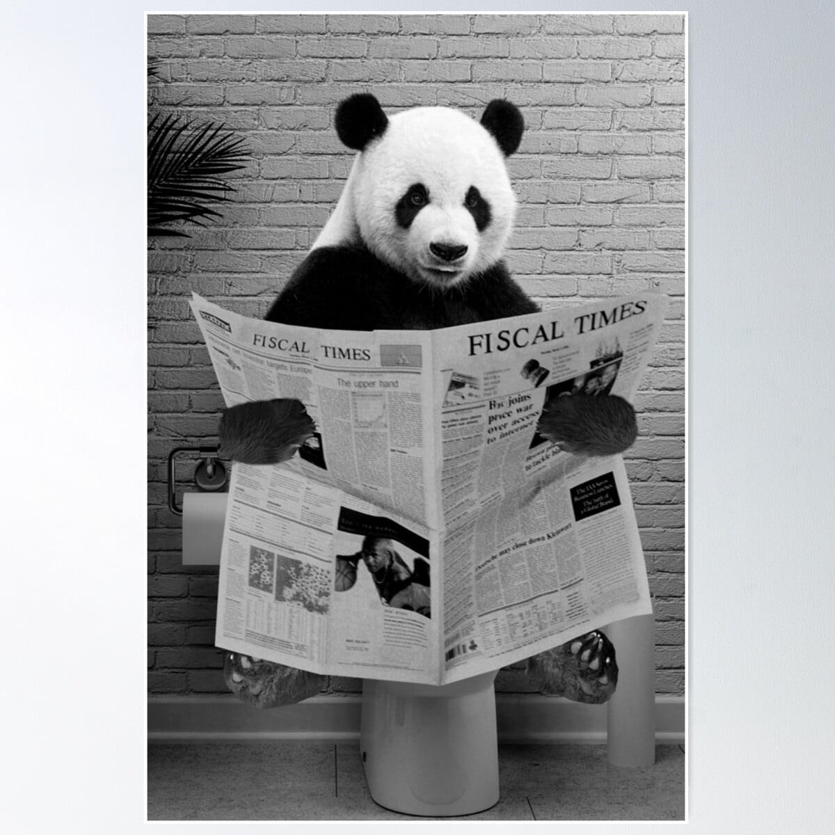 DOPAPRINT Panda On Toilet Reading Newspaper Poster Wall Art, Modern ...