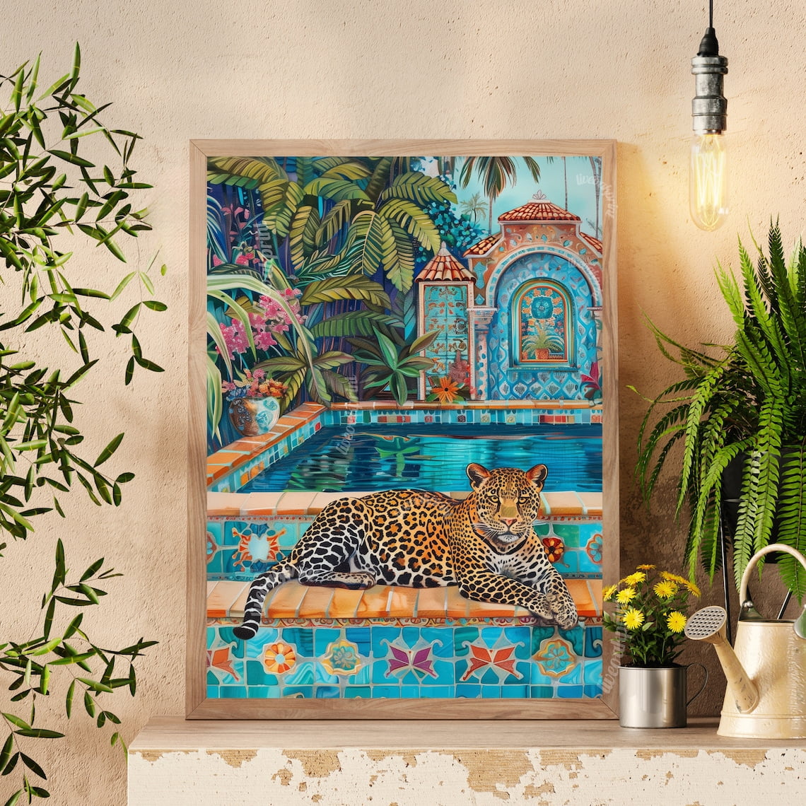 DOPAPRINT Panther Lounging At A Fancy Pool - Maximalist Wall Art ...