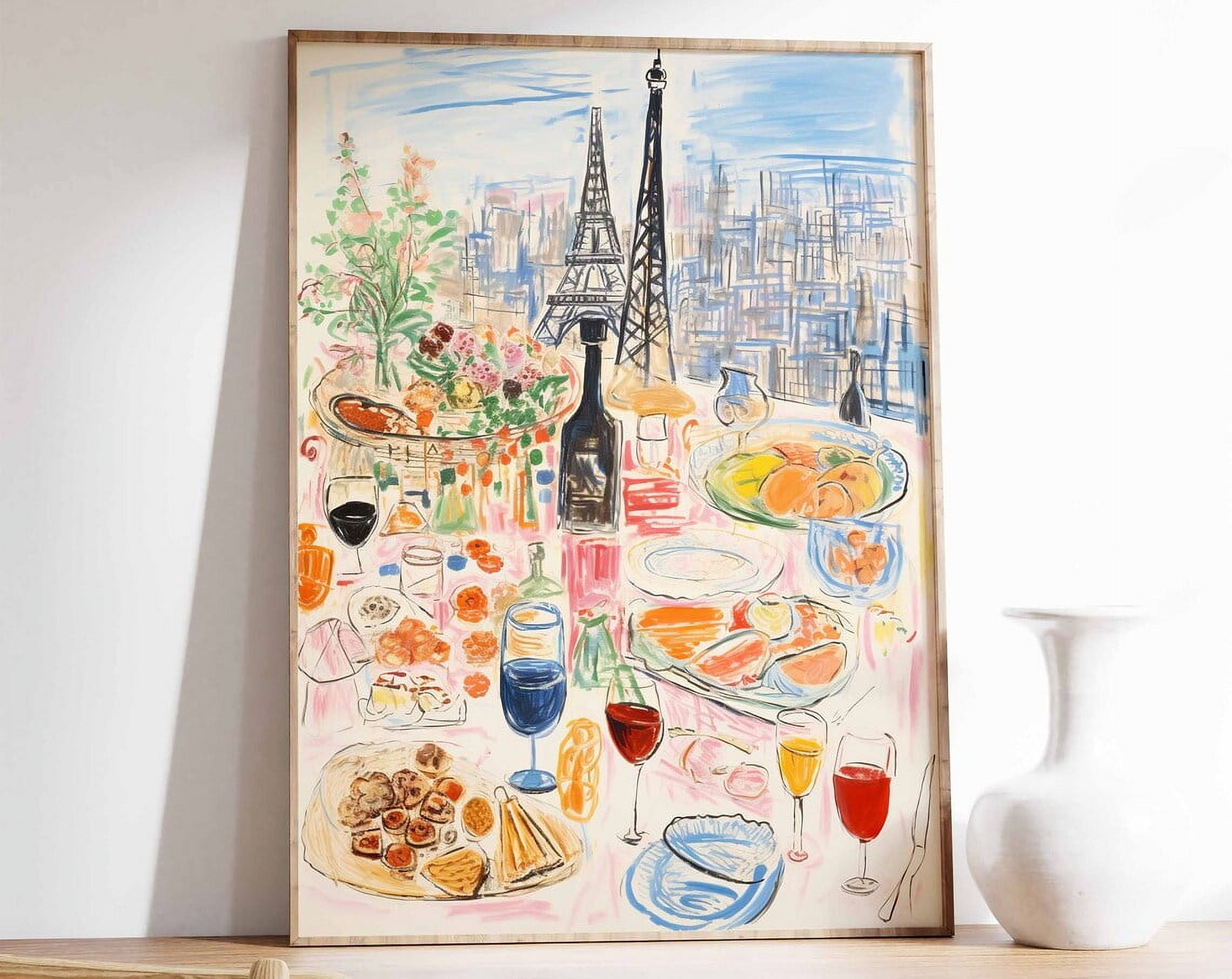 DOPAPRINT Parisien Dinner Party Food Print, Retro Food Art, Vintage ...