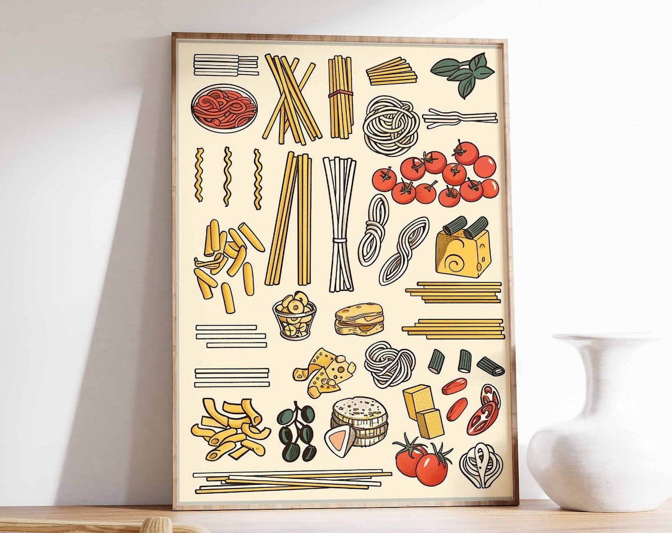 DOPAPRINT Pasta Poster, Pasta Art, Italian Food Print, Kitchen Decor ...