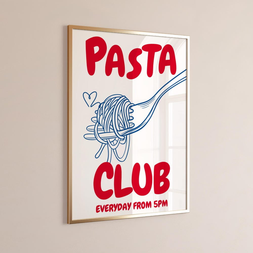 DOPAPRINT Pasta Wall Art Red Pasta Club Poster Spaghetti Print Modern ...